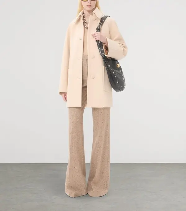Valentino Garavani Virgin Wool Wide-leg Trousers - Beige