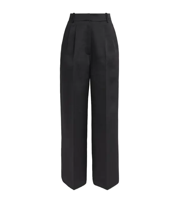 VORANIDA Pleated Dove Wide-leg Trousers - Black