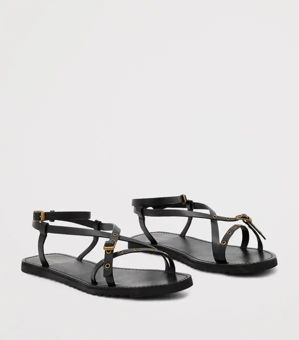 ALLSAINTS Leather Tyla Eyelet Sandals - Black