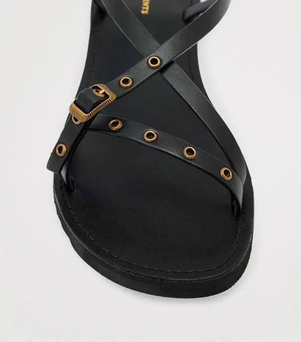 ALLSAINTS Leather Tyla Eyelet Sandals - Black