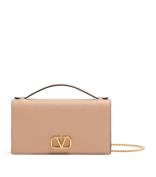 Valentino Garavani Vlogo Signature Wallet With Strap - Nude