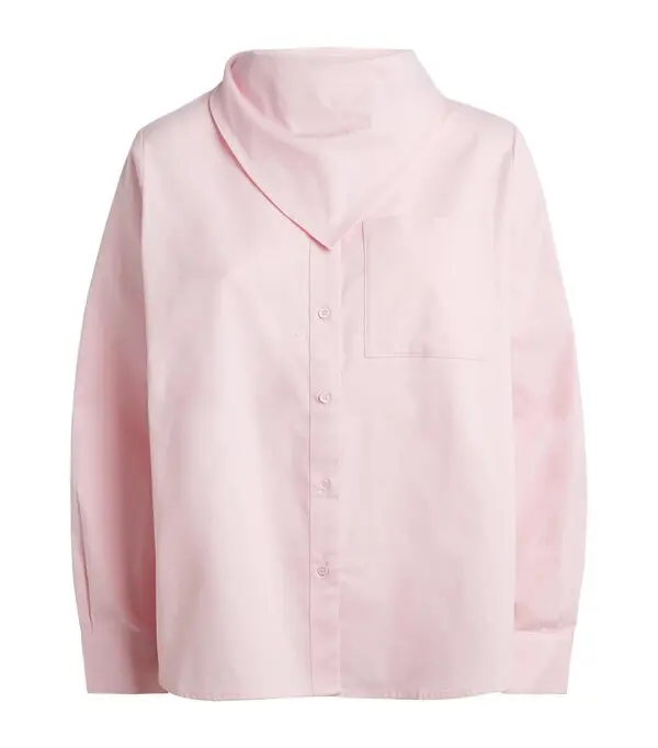 Maje Cotton Shirt With Scarf Detail - Pink