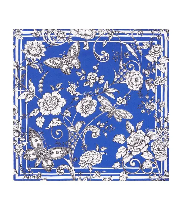 Harrods Silk Gilded Butterfly Print Scarf