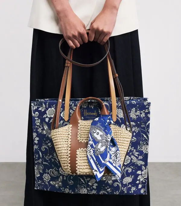 Harrods Silk Gilded Butterfly Print Scarf