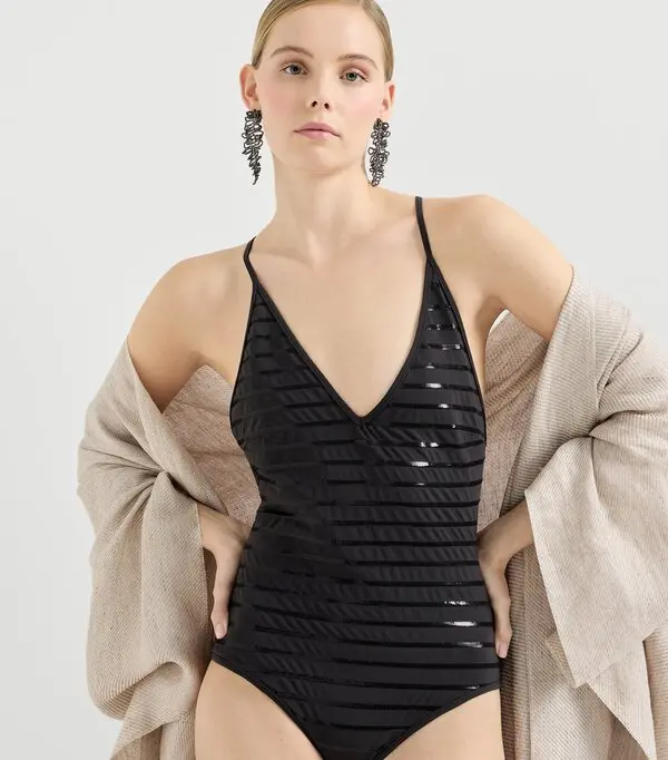 Brunello Cucinelli Striped One-piece Swimsuit - Brown