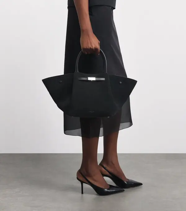 DEMELLIER Midi Suede The New York Tote Bag - Black