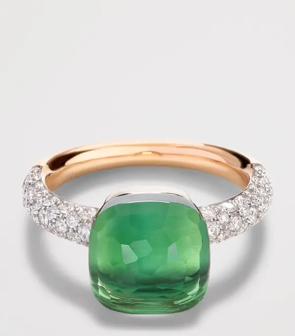 Pomellato Mixed Gold, Prasiolite, Agate And Diamond Nudo Ring