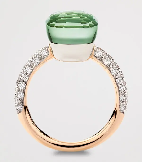 Pomellato Mixed Gold, Prasiolite, Agate And Diamond Nudo Ring