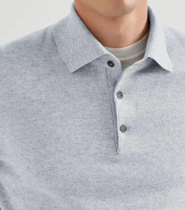 Brunello Cucinelli Cashmere Polo Sweater - Grey