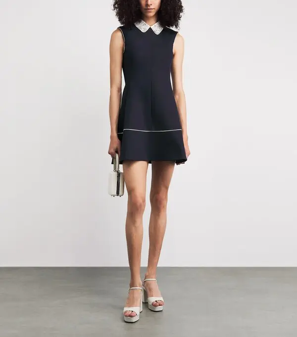 Maje Embellished Collar Mini Dress - Blue