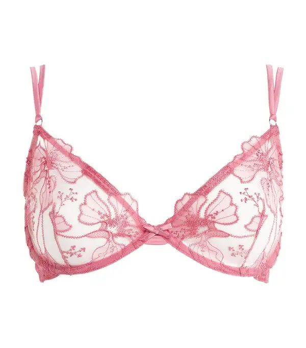 FLEUR DU MAL Embroidered Harper Demi Bra - Pink