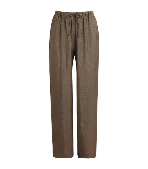 RÓHE Check Drawstring Trousers - Brown