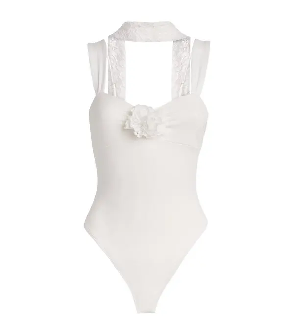 AWAY THAT DAY Barbuda Swimsuit With Lace Scarf - White