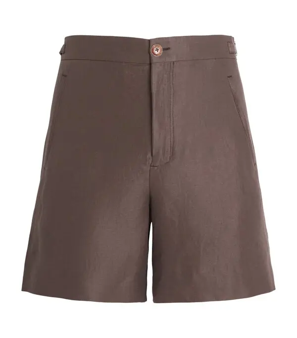 GOD'S TRUE CASHMERE Linen Shorts With Sunstone Detailing
