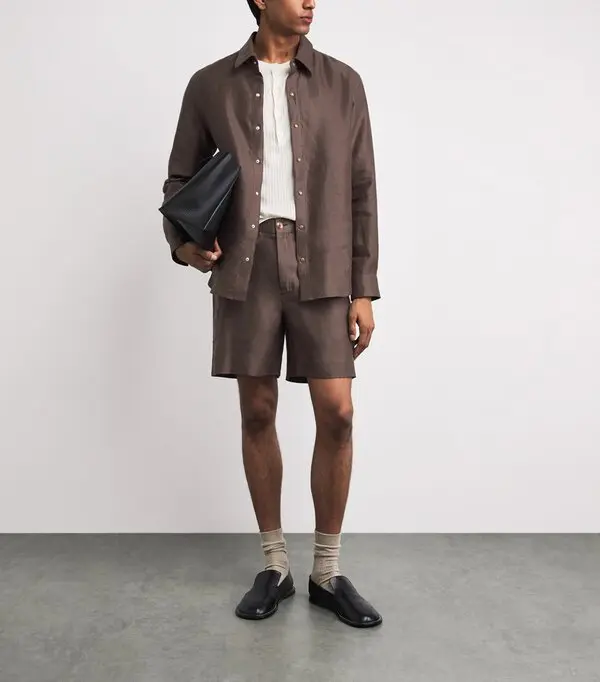 GOD'S TRUE CASHMERE Linen Shorts With Sunstone Detailing