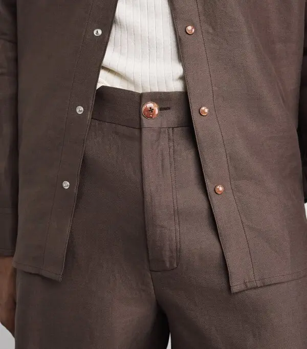 GOD'S TRUE CASHMERE Linen Shorts With Sunstone Detailing