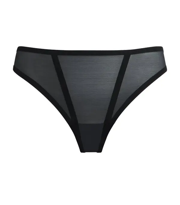 Wolford Bonded Tulle Thong - Black