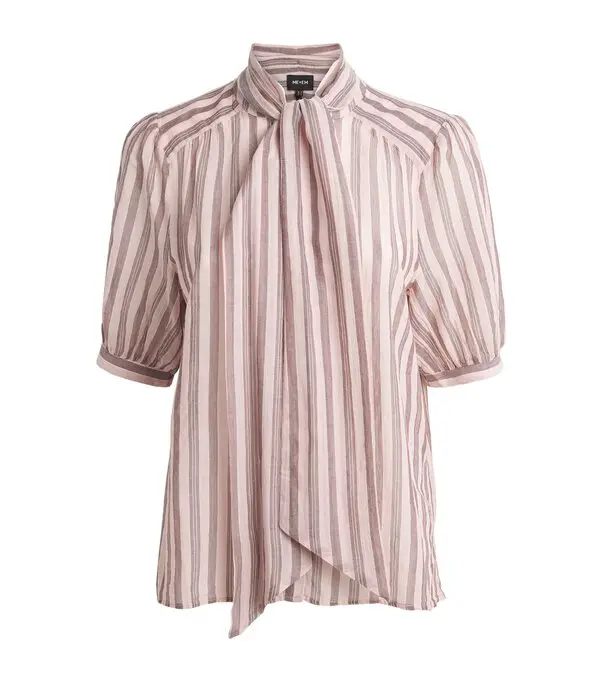 ME+EM Cotton Voile Pussybow Blouse - Pink