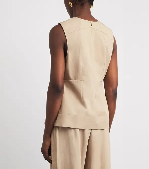 Vince Cotton-lyocell Blend Pleated Top - Beige