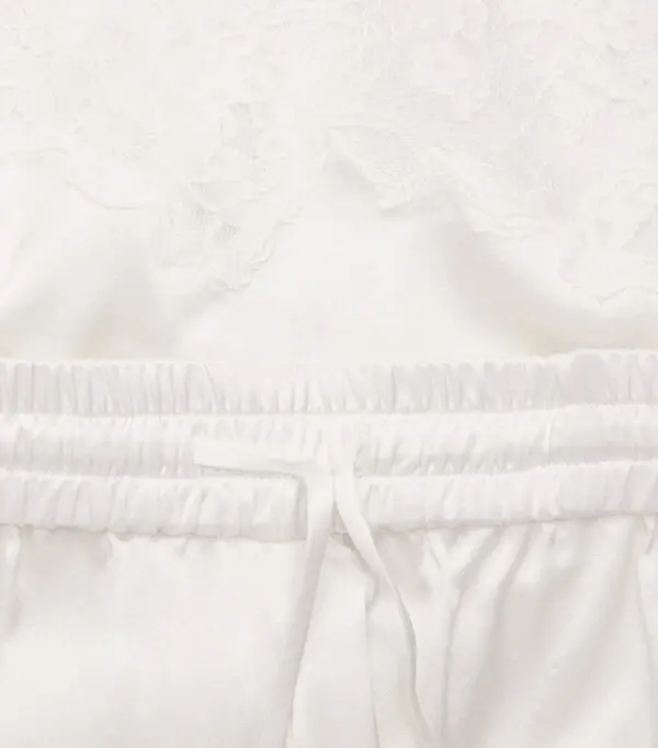 FLEUR DU MAL Lace-trim Stretch-silk Juliet Shorts - Ivory