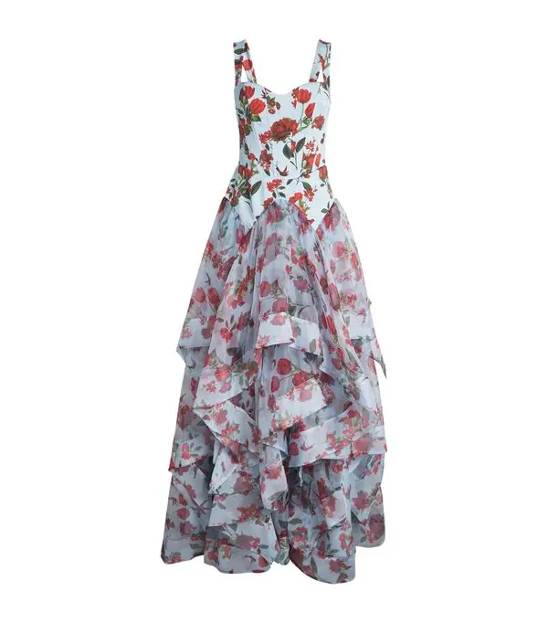 Alice + Olivia Floral Dorothea Gown - Blue