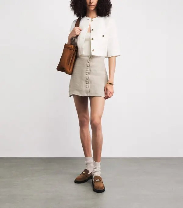 Maje Linen-cotton Cropped Jacket