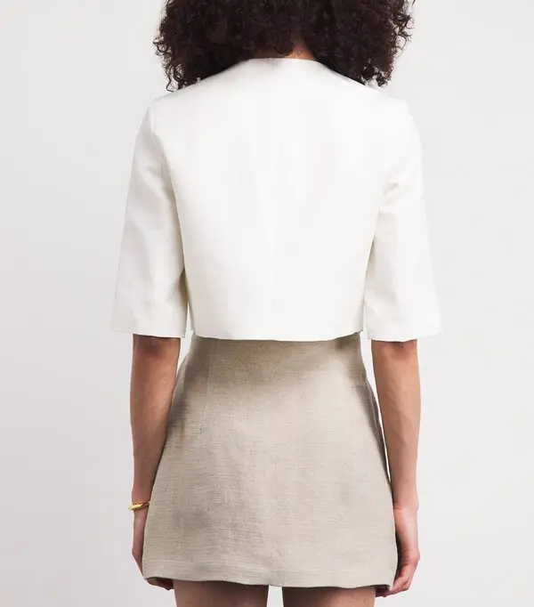 Maje Linen-cotton Cropped Jacket
