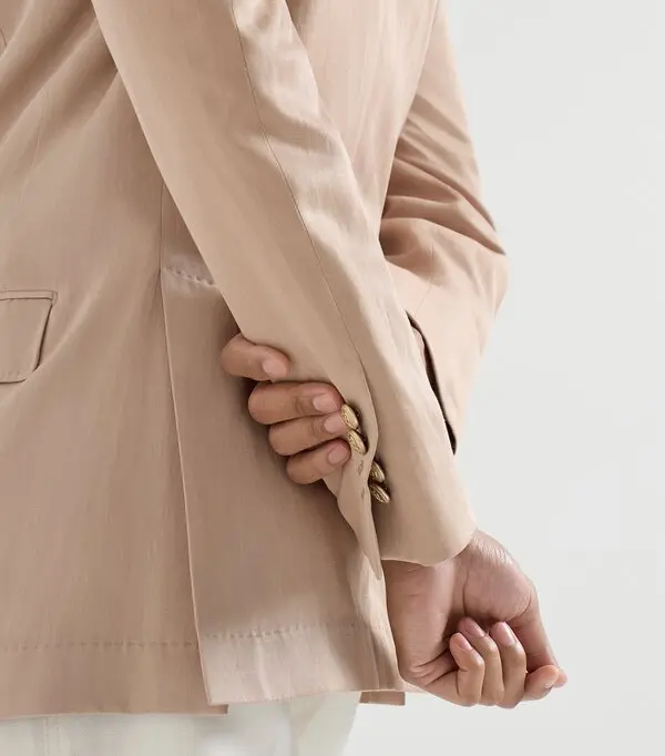 Brunello Cucinelli Silk Délavé And Linen Gabardine Deconstructed Blazer - Brown