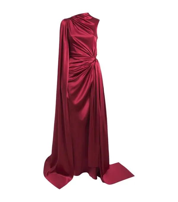 ROKSANDA Silk Satin Asymmetric Orien Gown - Burgundy