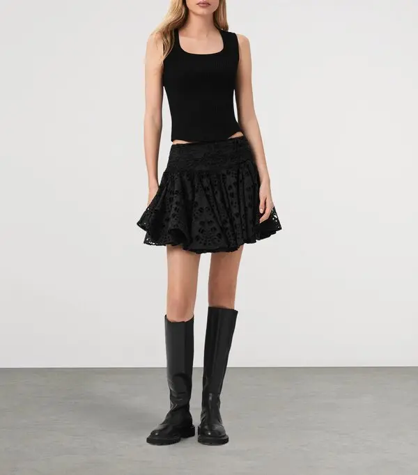 ALLSAINTS Broderie Anglaise Dotty Mini Skirt