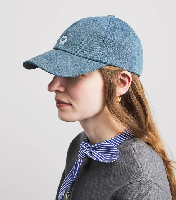 Maje Denim Cap With Clover Embroidery