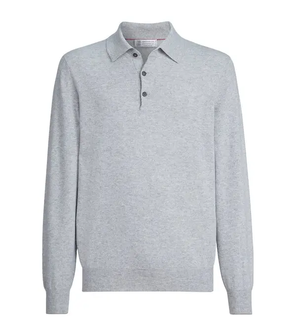 Brunello Cucinelli Cashmere Polo Sweater - Grey