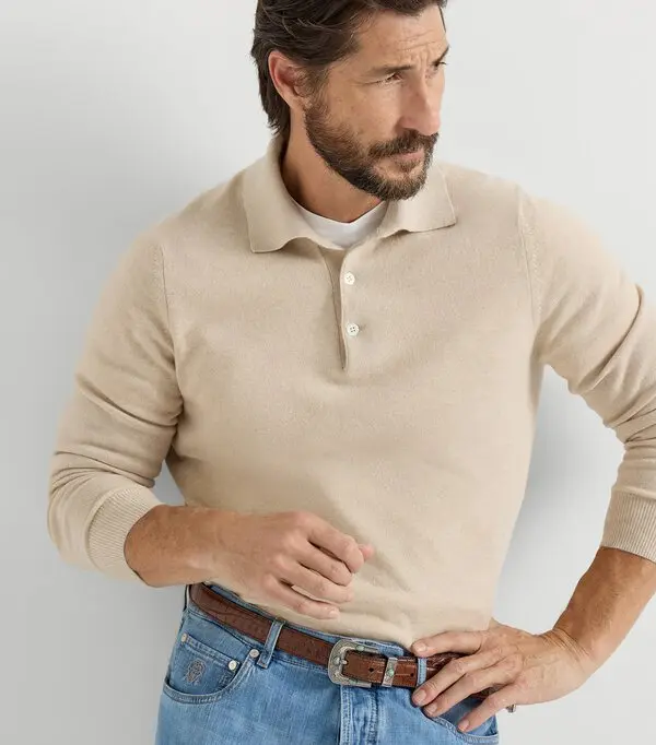 Brunello Cucinelli Cashmere Polo Sweater - Beige