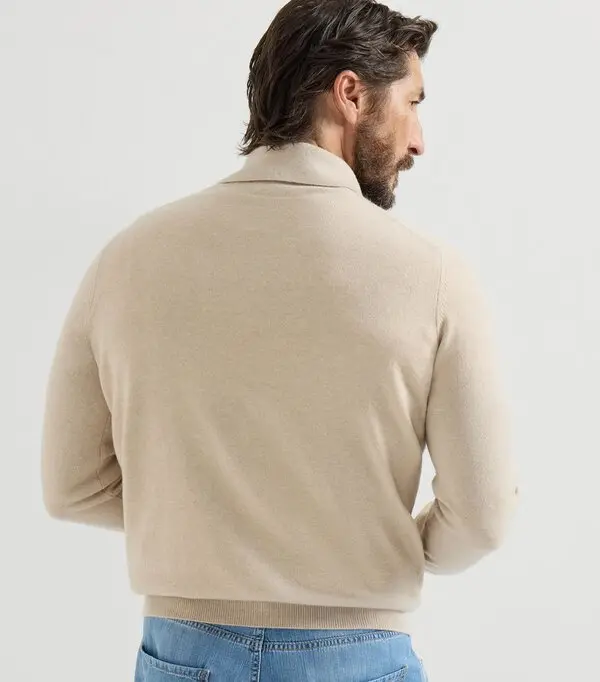 Brunello Cucinelli Cashmere Polo Sweater - Beige