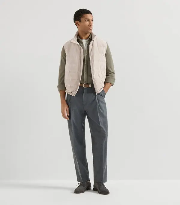 Brunello Cucinelli Suede Quilted Down Gilet - Brown