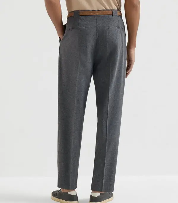 Brunello Cucinelli Virgin Wool-cotton-silk Pleated Trousers