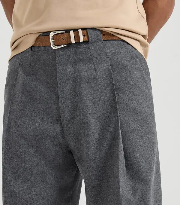 Brunello Cucinelli Virgin Wool-cotton-silk Pleated Trousers