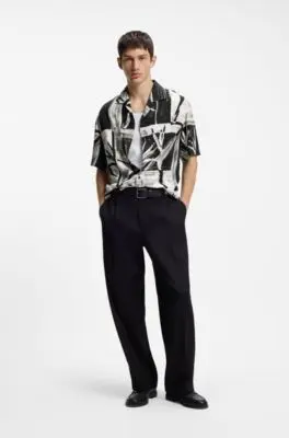 Hugo Oversized-fit Printed Shirt With Camp Collar