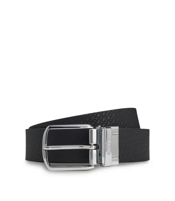 BOSS Reversible Belt In Italian Leather - Black