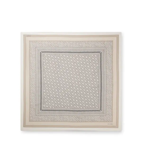 BOSS Monogram Scarf In Silk Twill - Light Beige