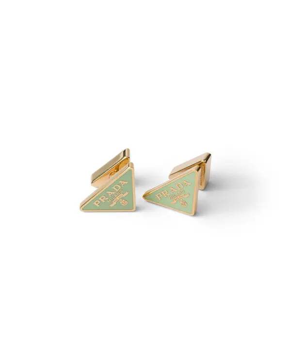 Prada Enameled Metal Earrings - Gold/silver
