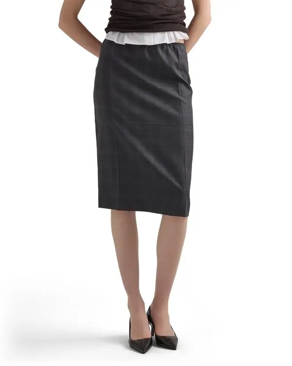 Prada Checked Wool Midi-skirt