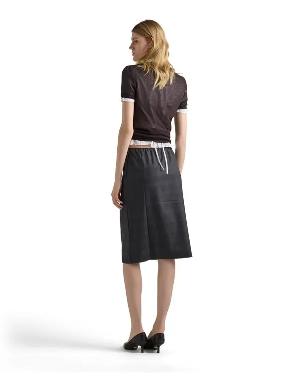 Prada Checked Wool Midi-skirt