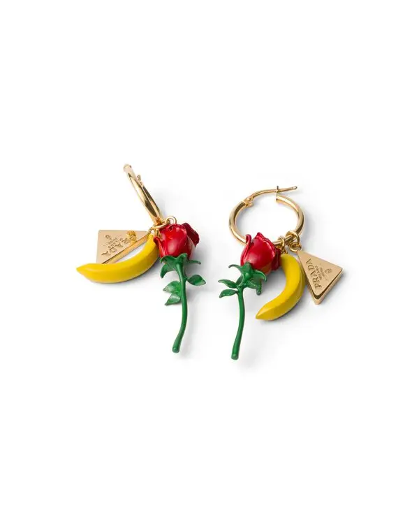Prada Enameled Metal Earrings - Gold/silver