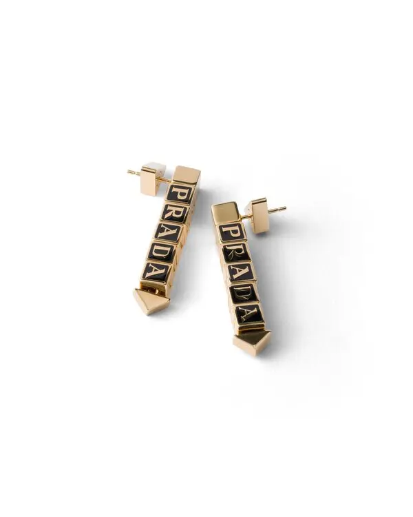 Prada Metal Lettering Logo Earrings - Gold/silver