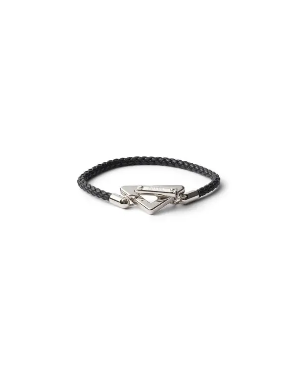 Prada Braided Nappa Leather Bracelet - Black