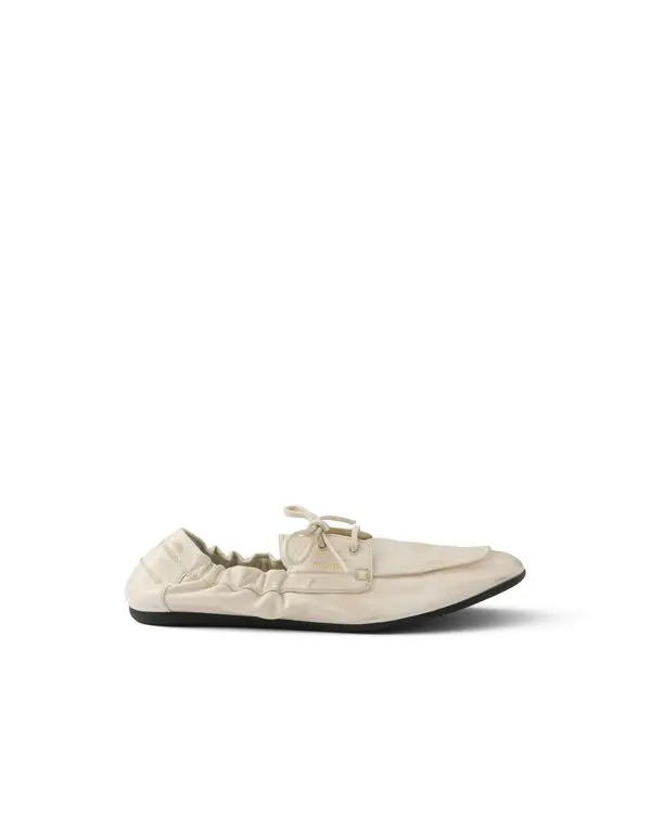Prada Leather Boat Shoes - Neutral