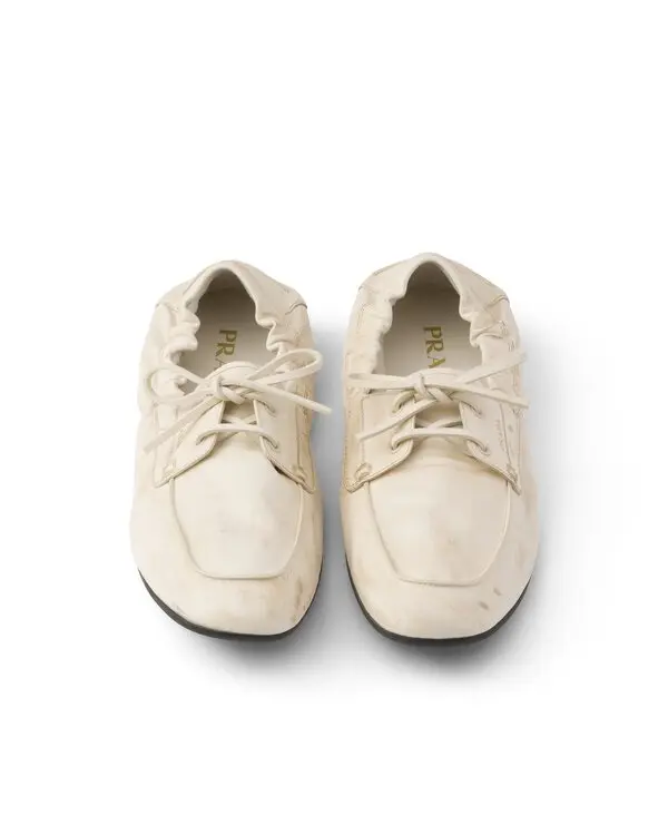 Prada Leather Boat Shoes - Neutral