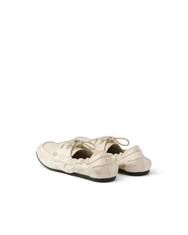 Prada Leather Boat Shoes - Neutral