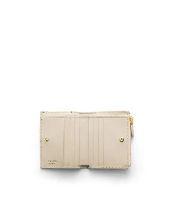 Prada Small Printed Saffiano Leather Wallet - Neutral